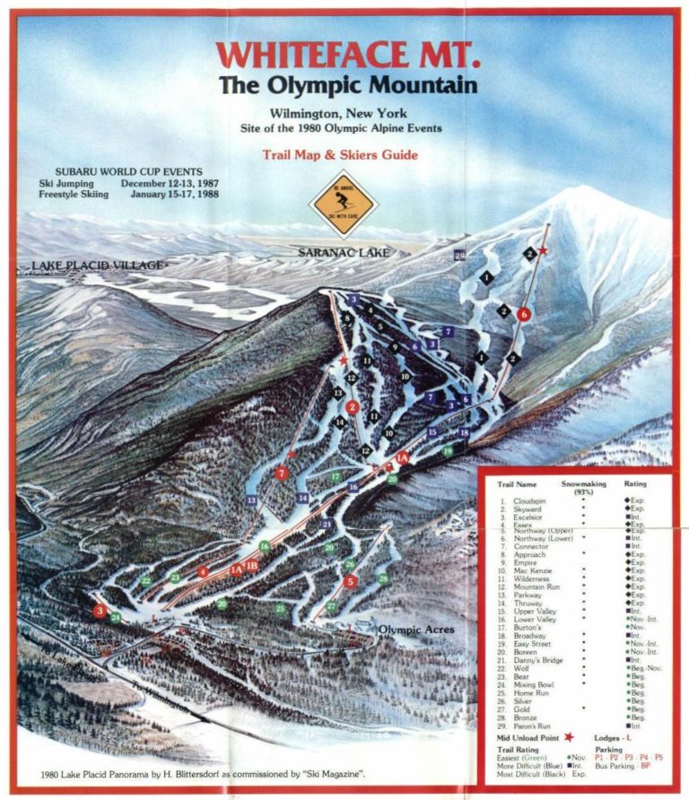 Whiteface Trail Map and Skier's Guide 1987 • NYSkiBlog Directory